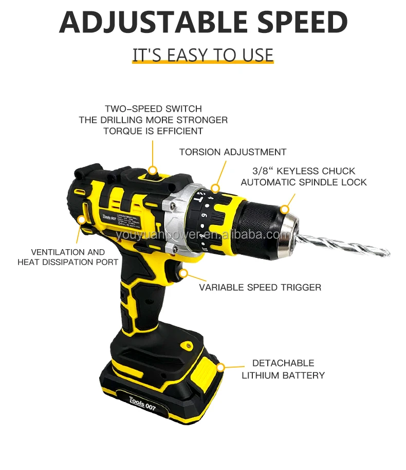 20V Lithium Battery Power Hand Drill Machine - Cordless Combo
