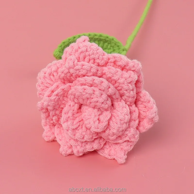 Handmade Knitted Woolen Thread Flowers for Valentine's Day