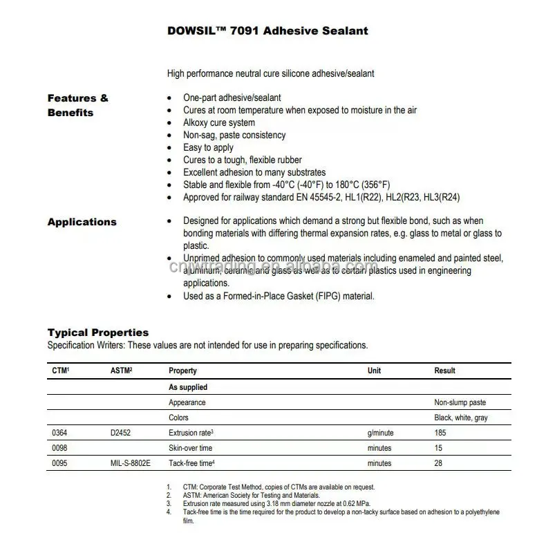 Dowsil 7091 Silicone Sealant - High Performance & Versatility