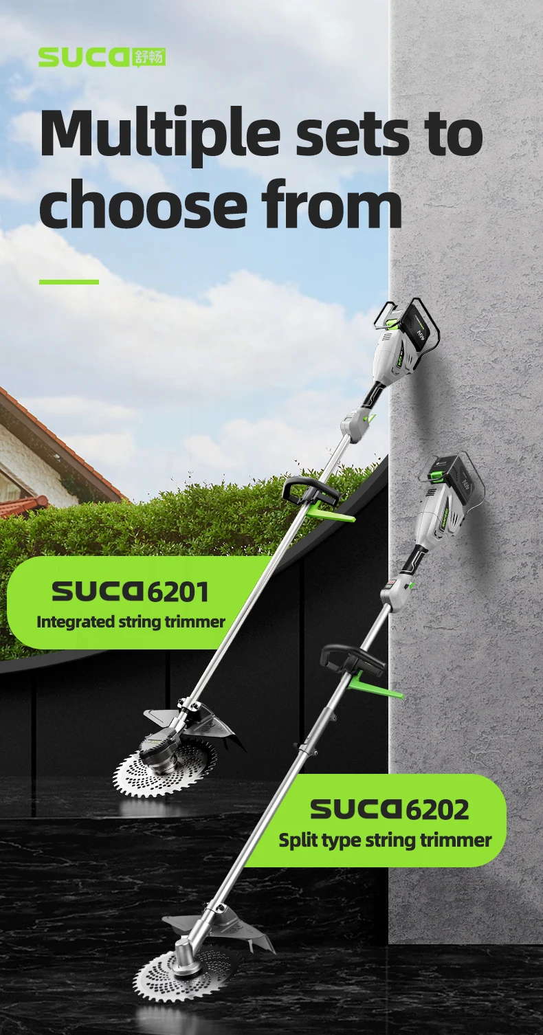 SUCA 40V Cordless Electric Grass Trimmer - 1200W Brush Cutter with ...