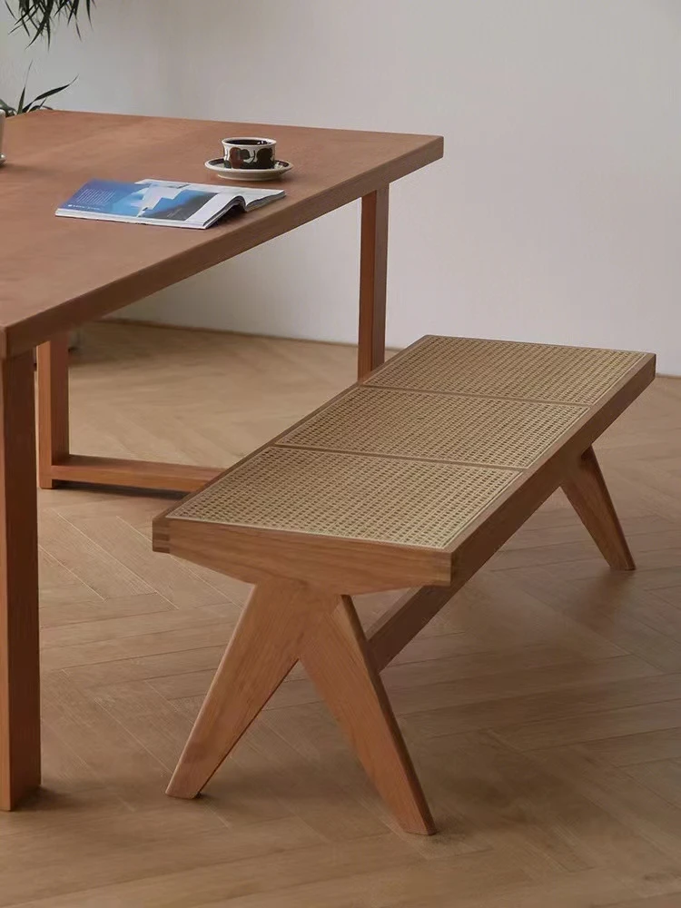 Medieval Vine Weave Bench Nordic Designer Household Solid Wood Bar ...