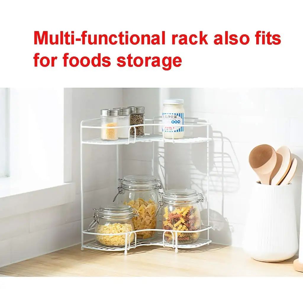 Kitchen Metal Corner Storage Rack Shelf With Adhesive Triangle Punch ...