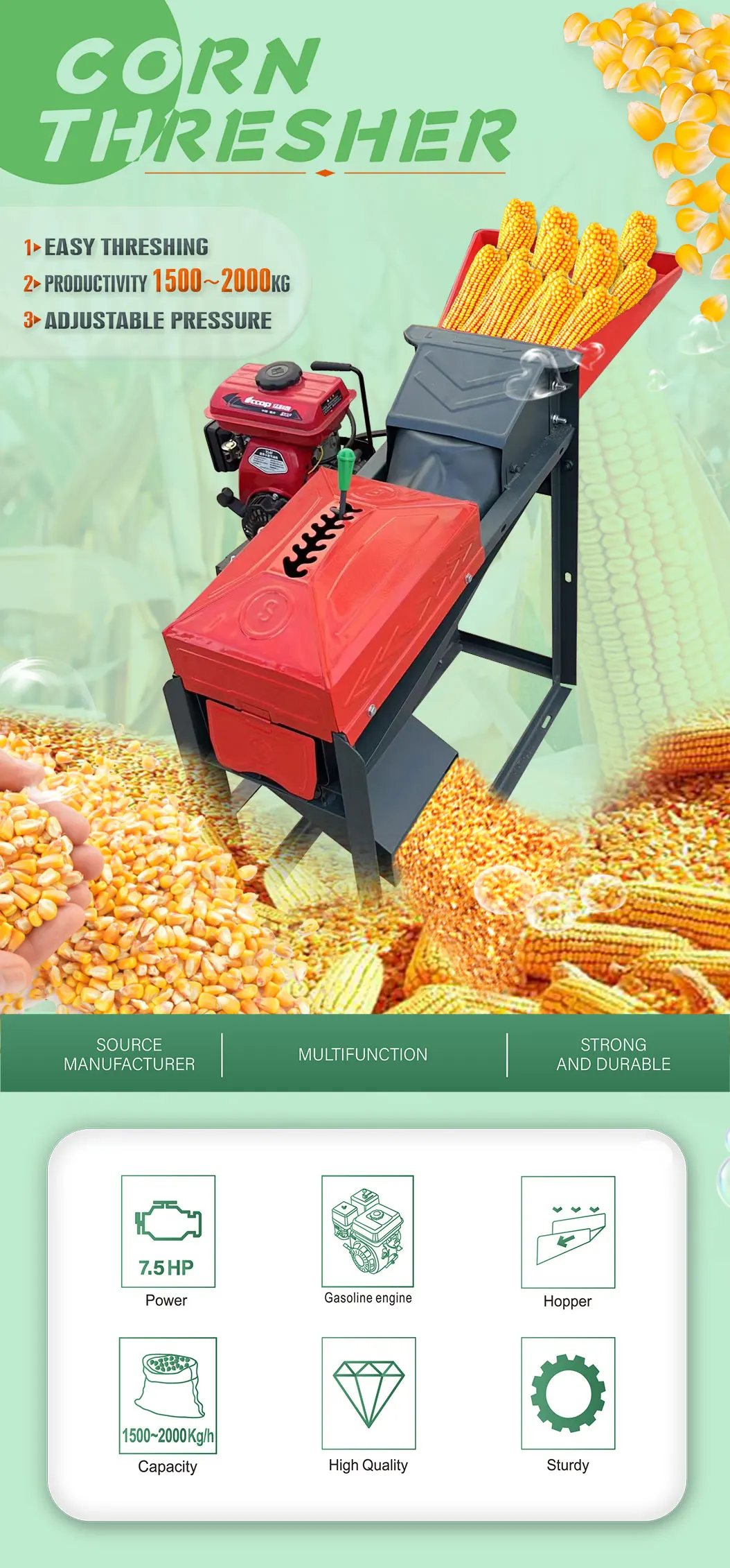 New Model Customized Sweet Corn Thresher Sheller Maize BB-TY60G