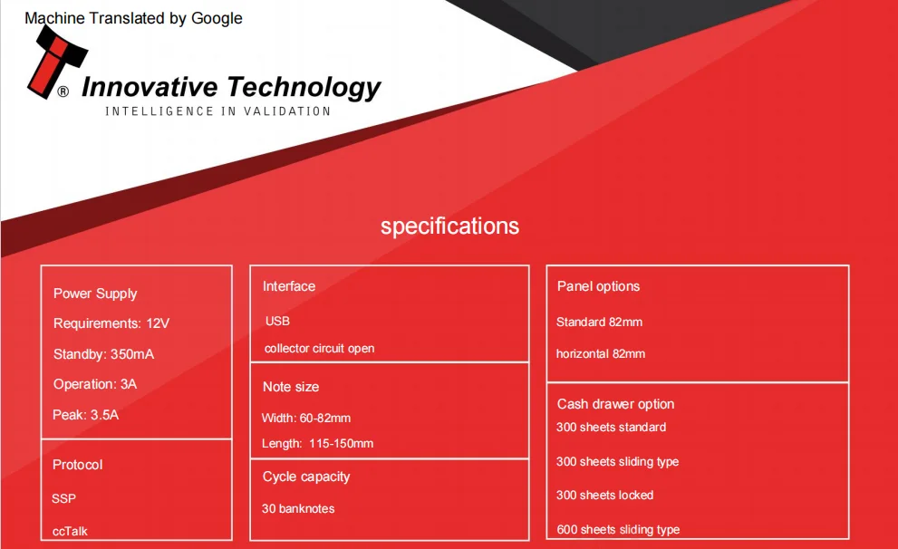 Market-leading Compact Banknote Recycler 30 Banknotes 2.2kg Weight SSP ...