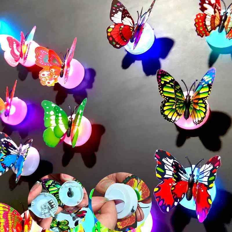 Home Wall Decor Stickers - Self Adhesive Night Light 3D LED Butterfly