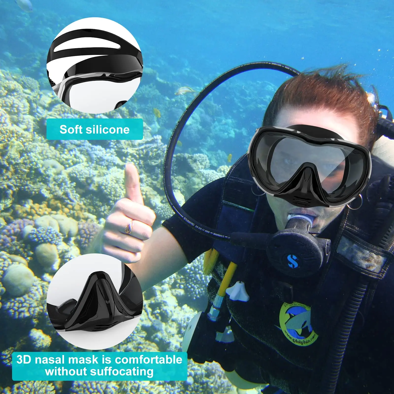 High Definition Diving Mask - Comfort & Clarity for Adults