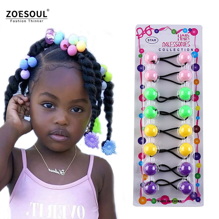 8pcs 16mm Ball Hair Tie Colorful Elastic Twin Bead Bubble Ponytail ...