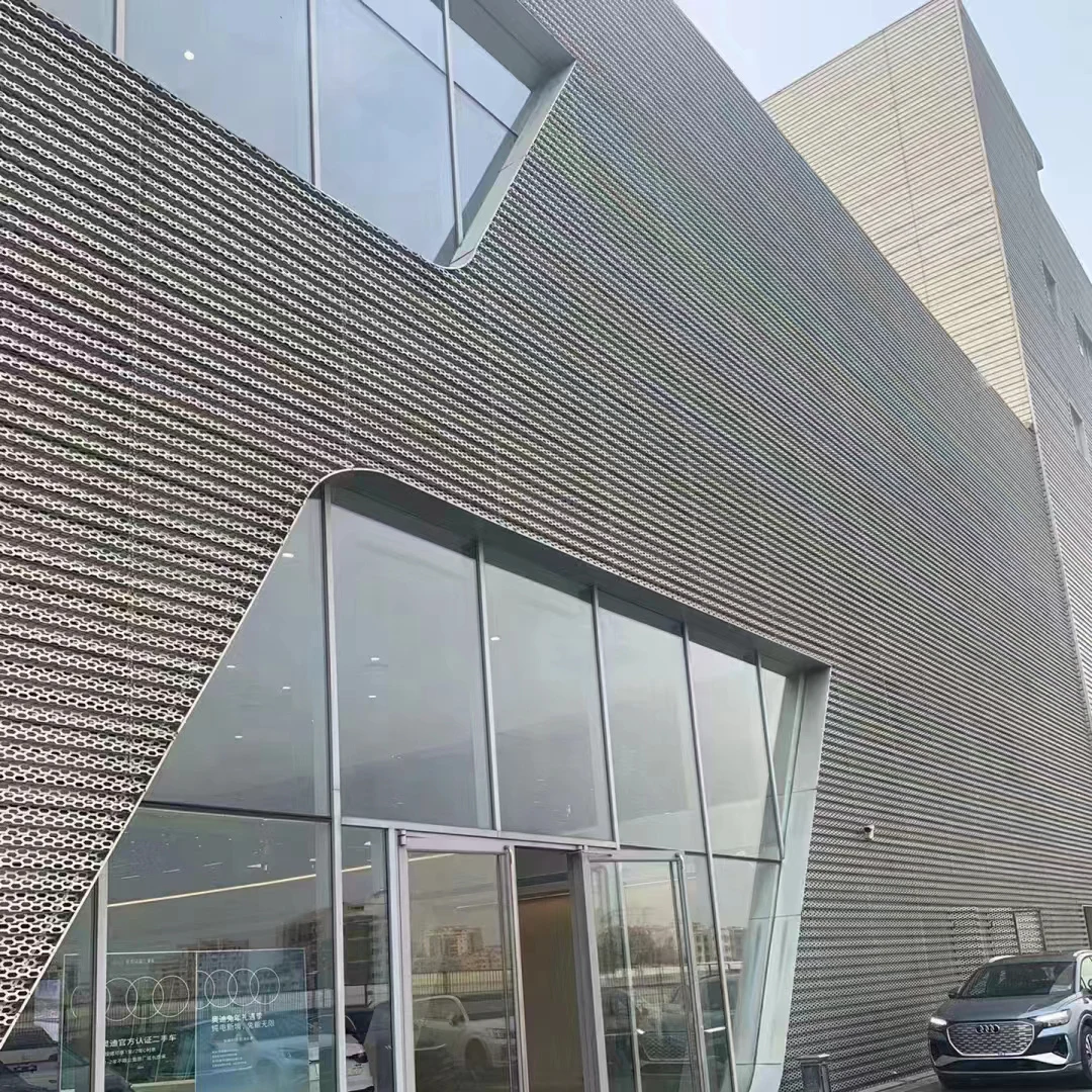 Aluminum Veneers Unitized Curtain Wall Punched Aluminum Veneer Curtain ...