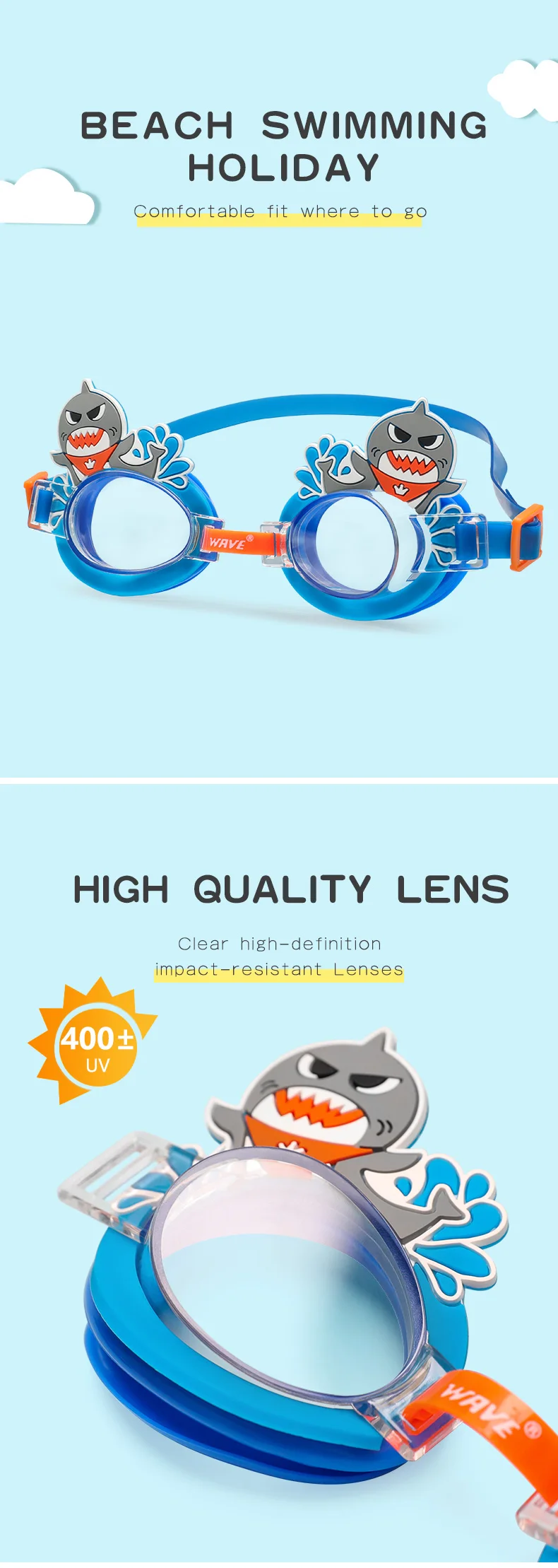 WAVE Swim Goggles - Fun, Safe, and Durable for Kids