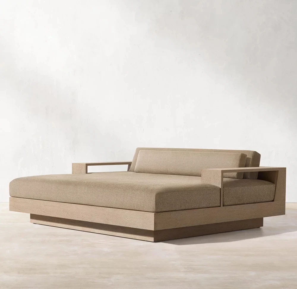 Outdoor Garden Furniture Inset Plinth Base Single Seat Solid Wooden ...