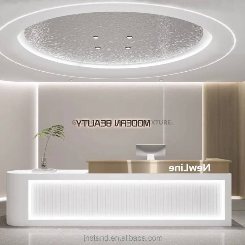 Reception Desk Stations Counter Table L-Shap Cashier Checkout Counter ...