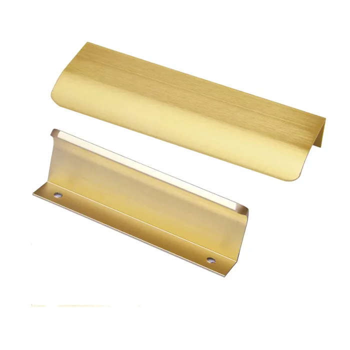 96mm Concealed Aluminum Flat Concealed Rod Drawer Pulls Brush Gold Edge ...