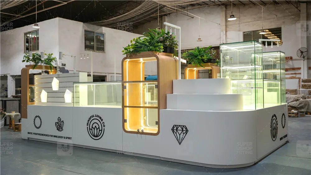 Customized 3D Crystal Mall Kiosk Ideas Mineral Store Showcase Design ...