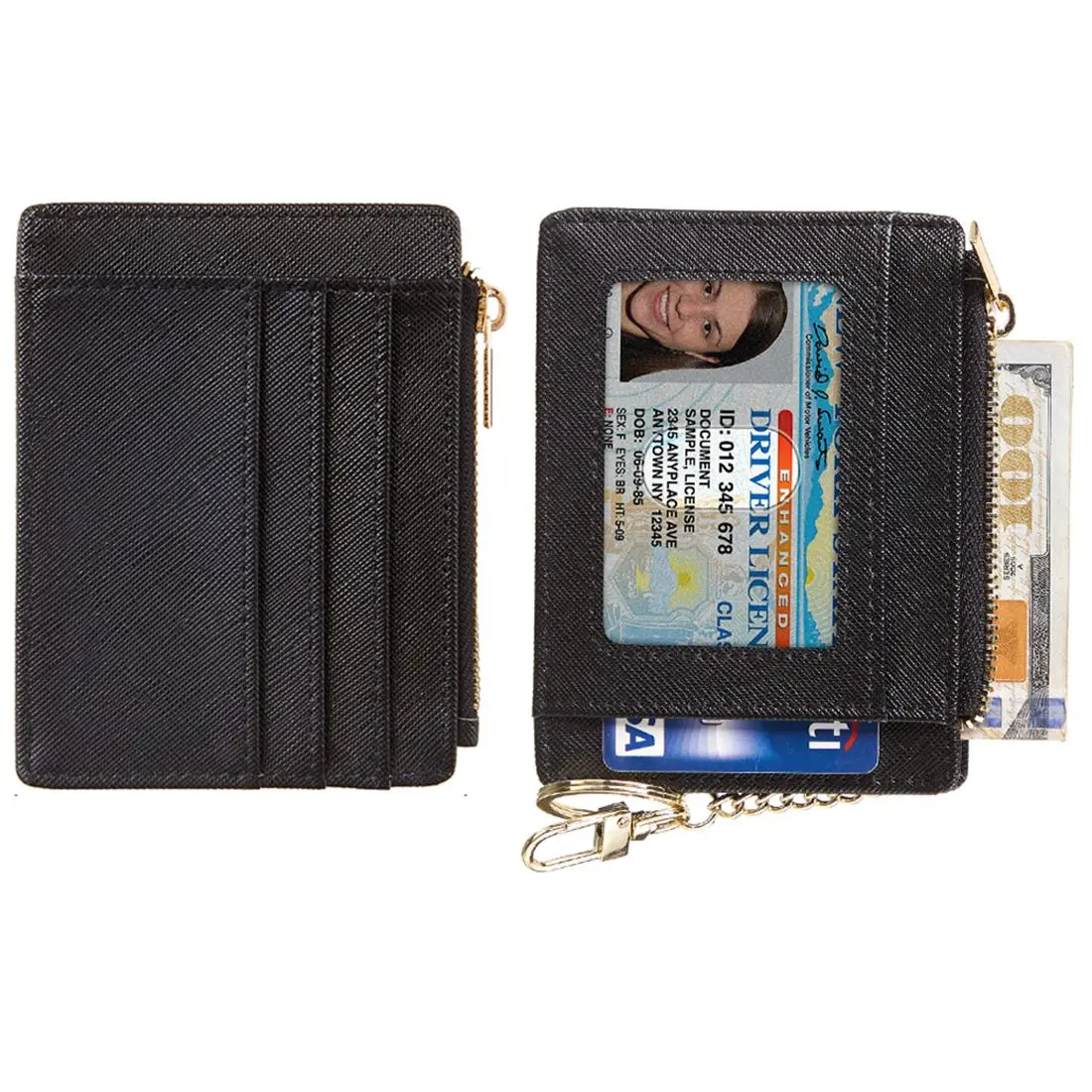 Slim Custom LOGO Minimalist Ladies Multi Color Leather ID Name Keychain ...