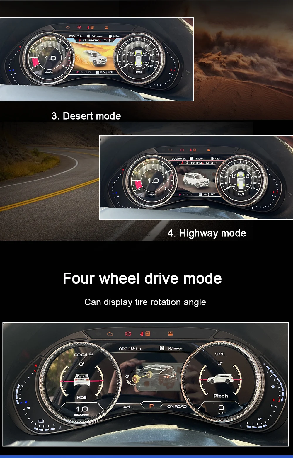 Cockpit Dashboard For Nissan Patrol Y62 2010-2023 Lcd Virtual Digital ...