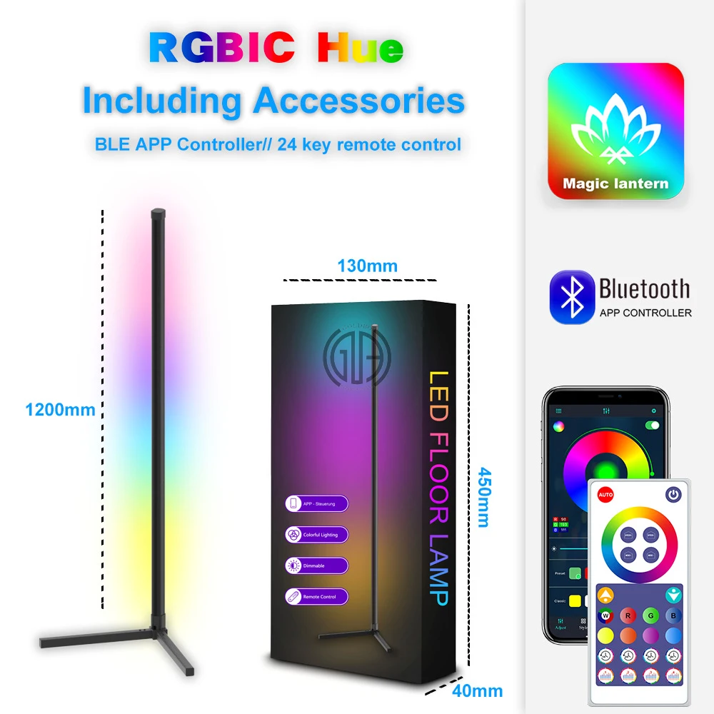 Tuya Rgb Led Floor Lamp Colorful Corner Floor Lamp Atmosphere Night ...