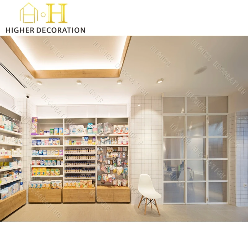 High-end Medical Store Furniture Display Rack Plywood Pharmacy Display ...