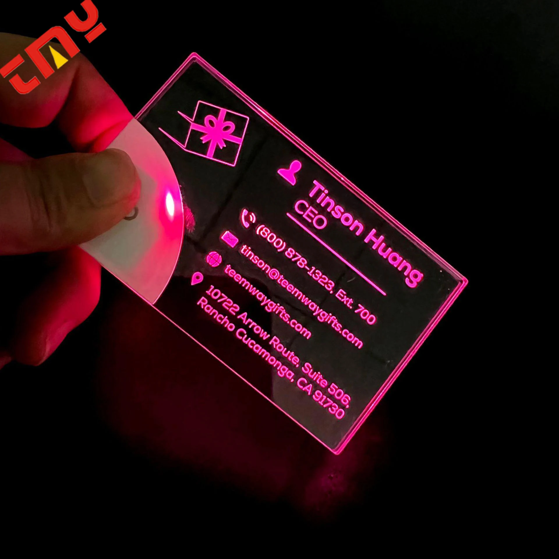 Luxury Customized Acrylic Glow Thank You Card Laser Printing