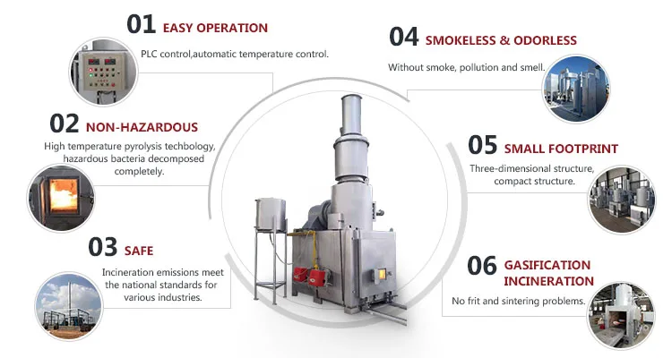 20 to 500 Kg Moving Grate Livestock Slaughter House Incinerator