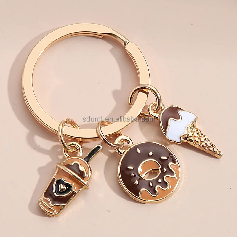 Key Chain Fast Food Ice Cream Key Ring Toy Cake Pizza Hamburger Cola ...