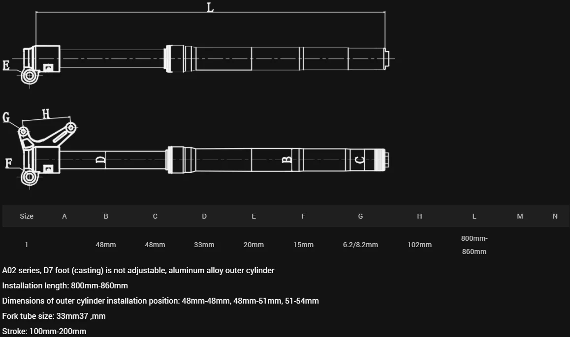 800mm Upside Down Front Fork Shock Suspension with Handlebar Triple for ...