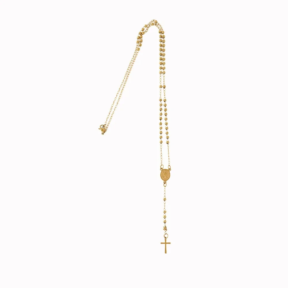 Stylish Stainless Steel St. Jude Cross Pendant Necklace Chic Rosary ...