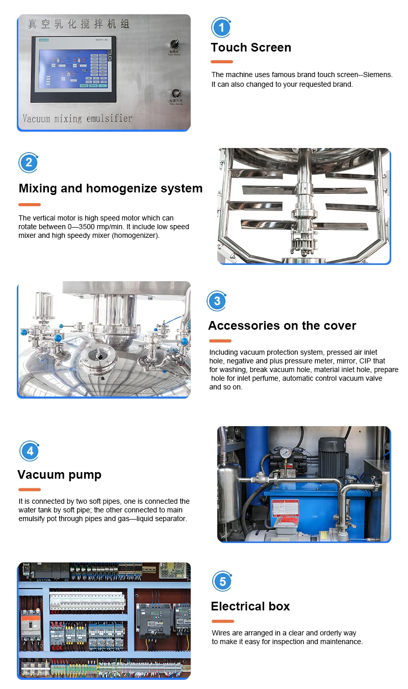 Automatic 50L Homogenizer Lotion Vacuum Emulsifying Mixer Cosmetic ...