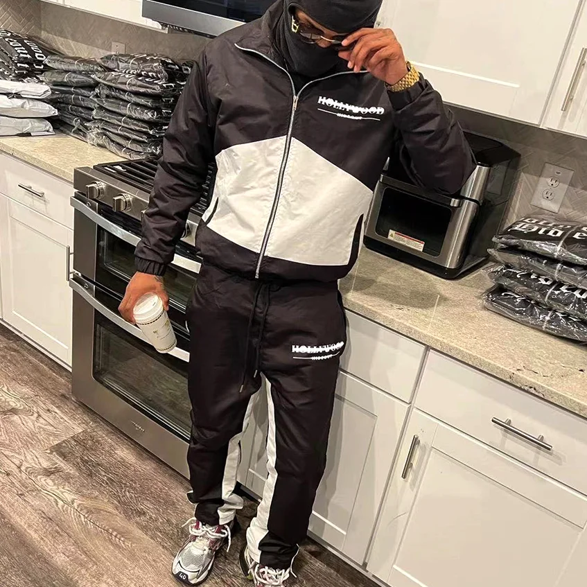 Custom Made Mens Set Zip Up Nylon Tracksuit Breathable Jacket Two Piece ...