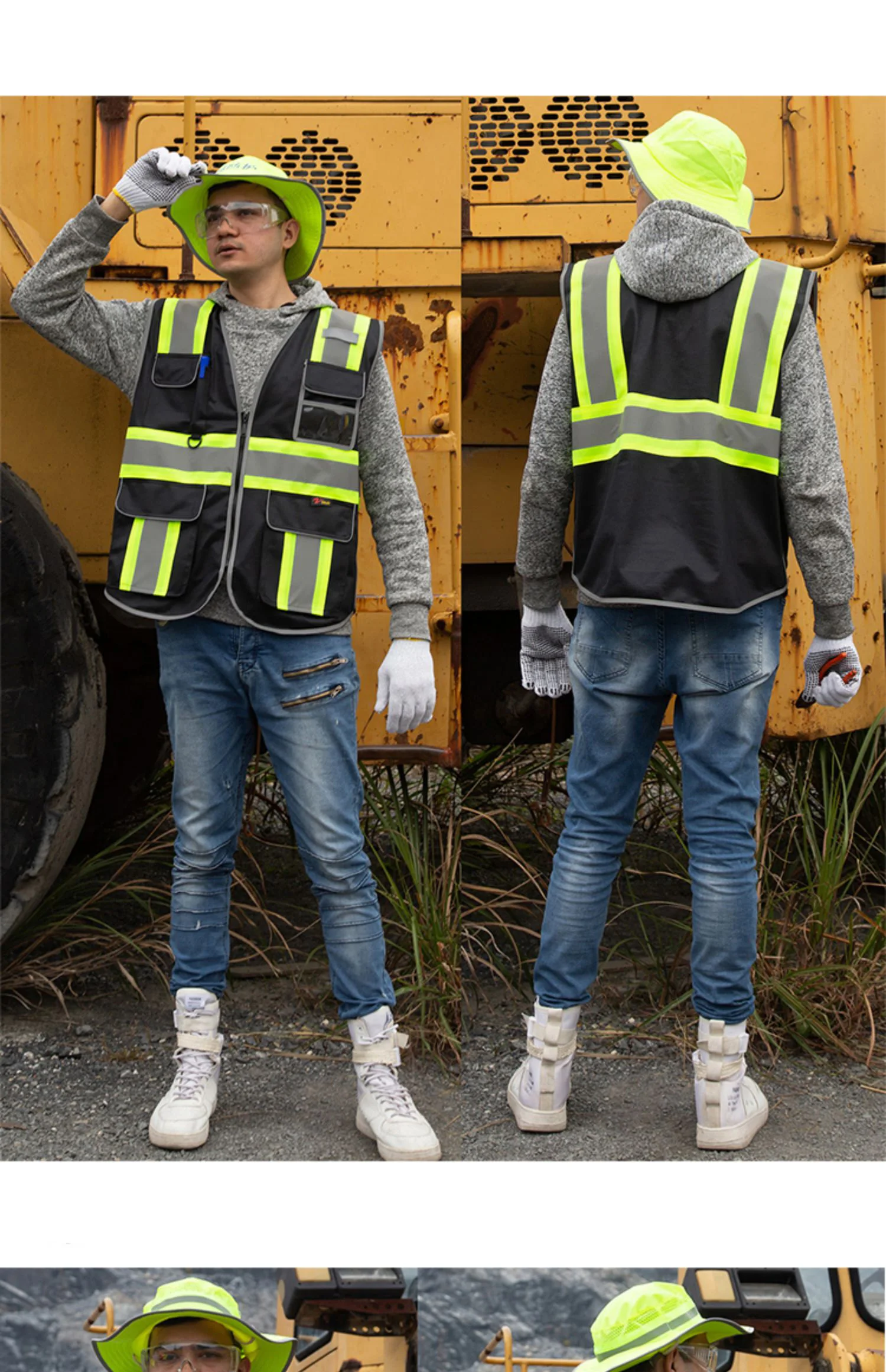 Multi Color Safety Vest Reflective With Pockets And Zipper For ...