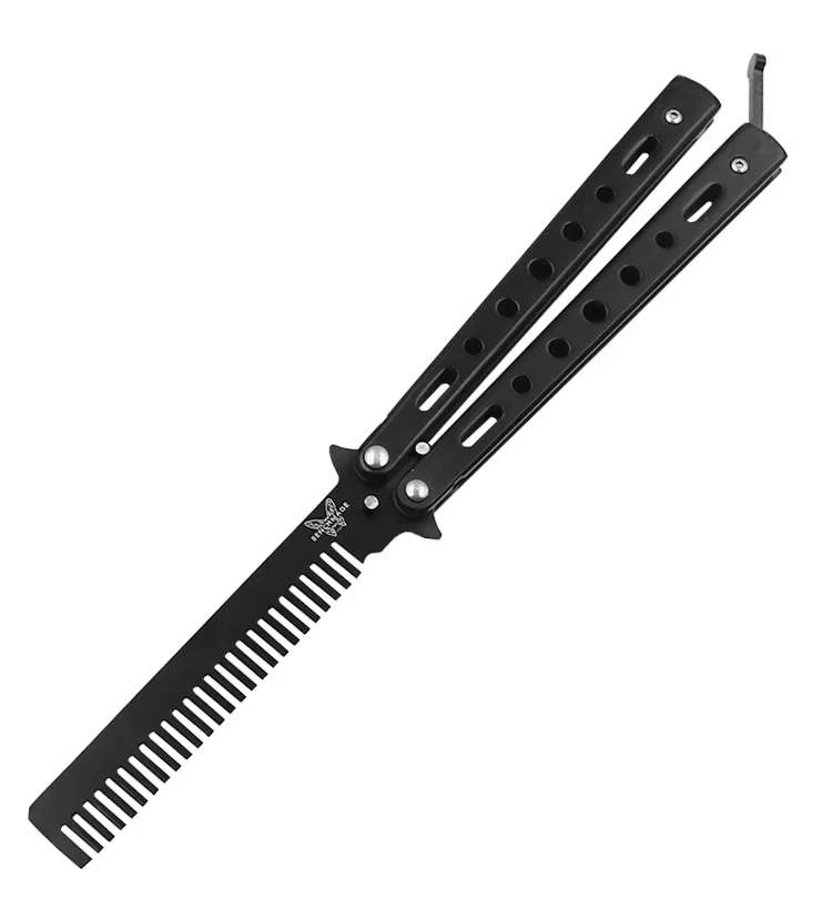 Butterfly Knife Comb Foldable Comb Stainless Steel Practice Training ...