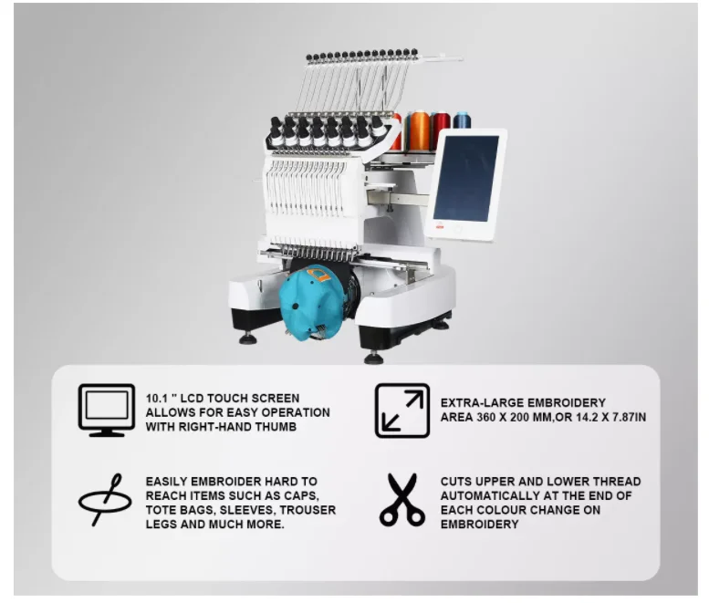 High Speed Hat Embroidery Machine 1 Head Embroidery Sewing Machine ...