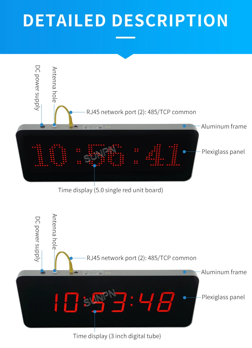 Wall Mounted Digital Clock with NTP POE for Schools & Hospitals