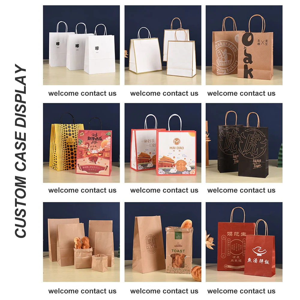 Alibaba.com: Custom logo, flat handle, brown kraft paper food bag ...