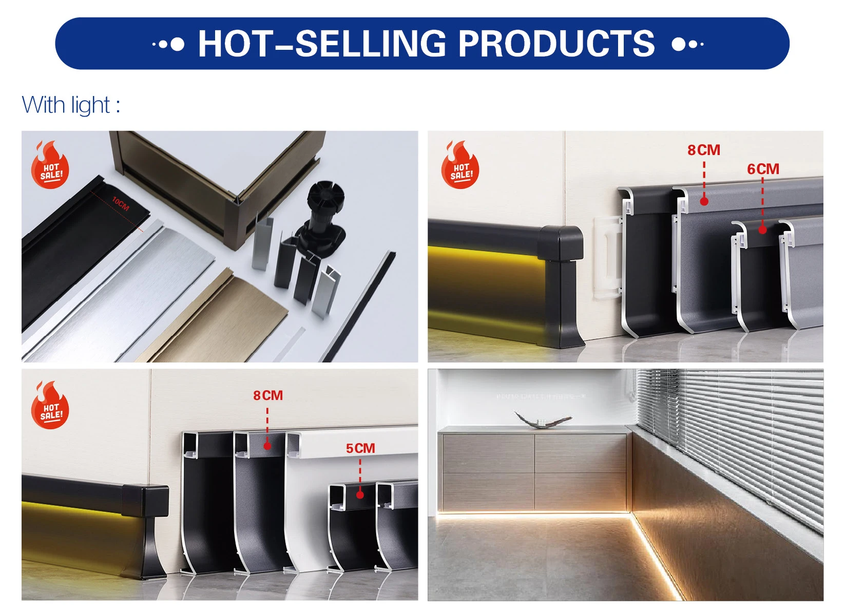 Shadow Gap Baseboard Skirting Profile Strip - 50mm Skirting Aluminum ...