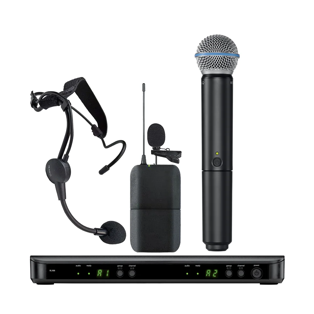 BLX288 BETA58 58A UHF Wireless Microphone Professional 2 Channel Mic ...