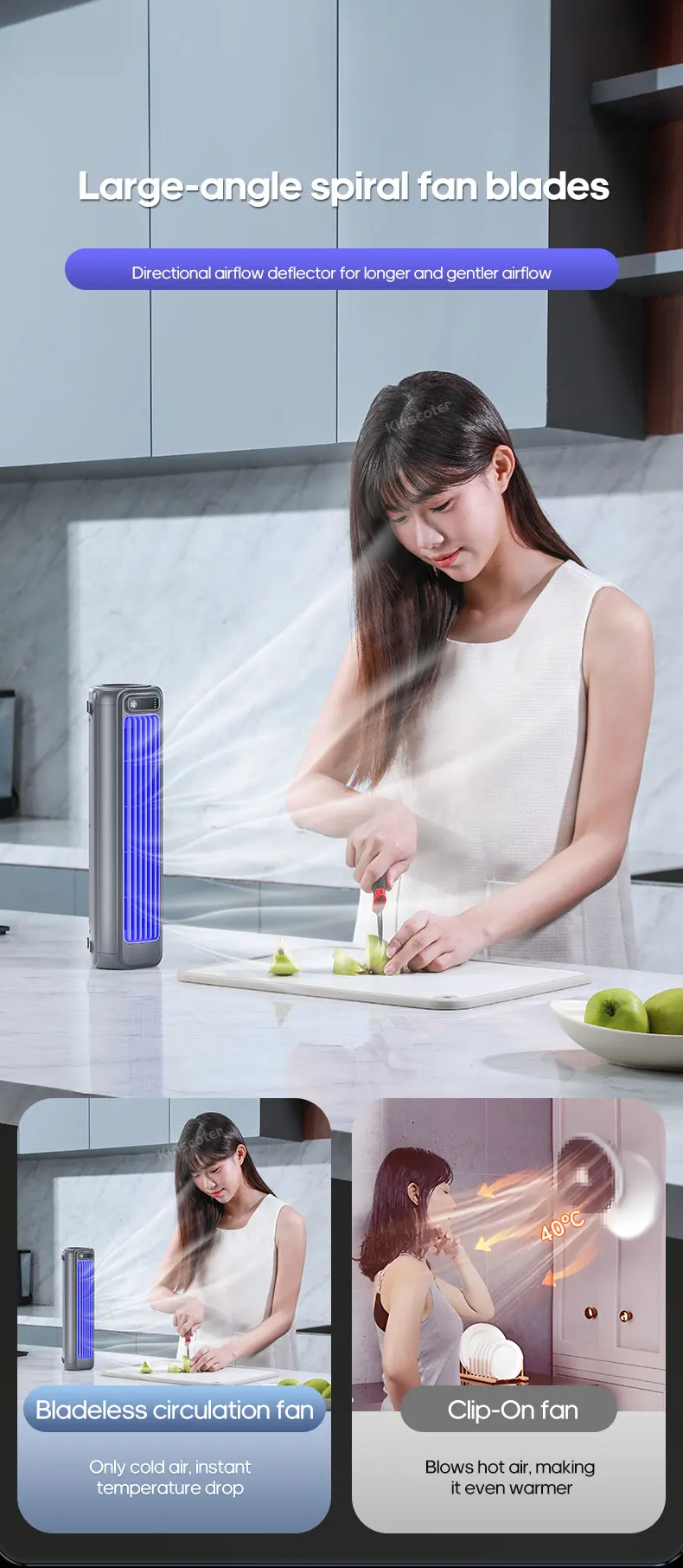 Vertical Air Conditioner Desktop Fan - Portable & Quiet