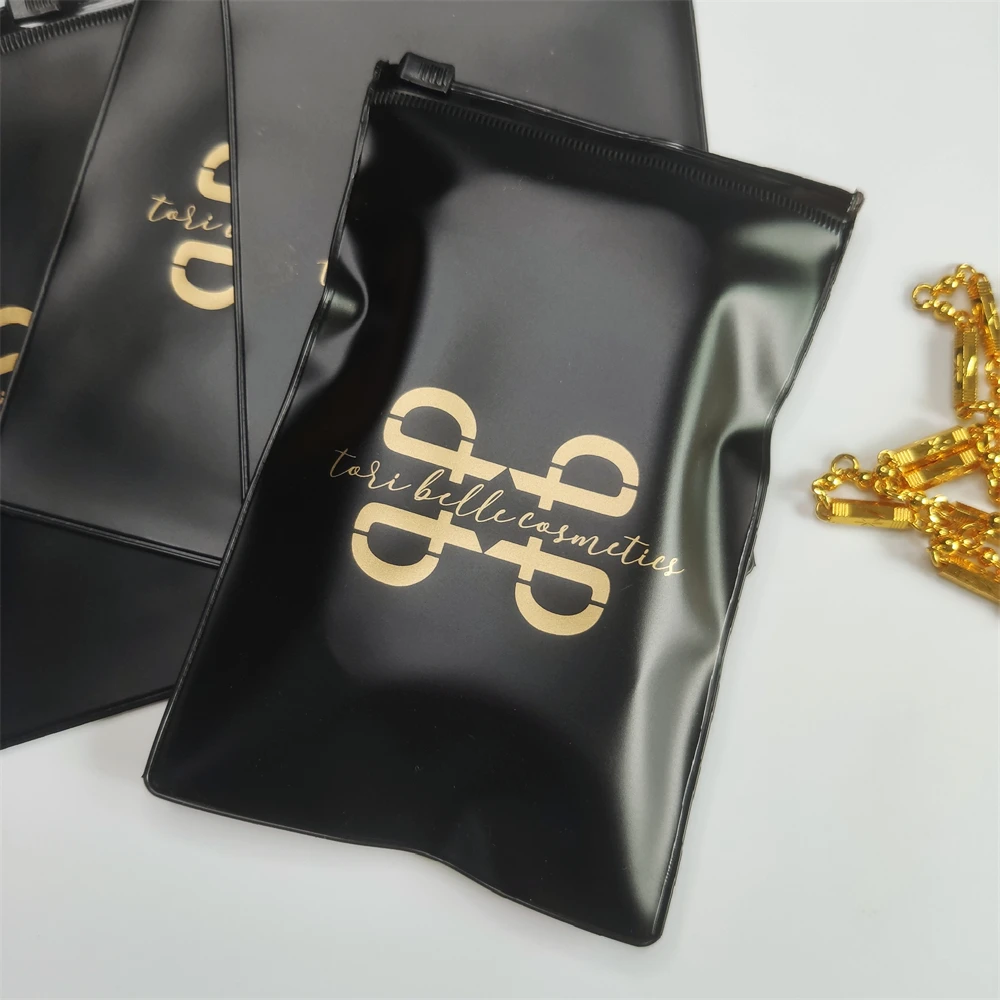 Custom Clothing Packaging Bag Brand Logo Reusable Frosted Ziplock Black ...