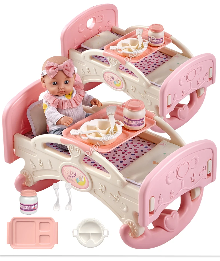 DADI OEM/ODM 12Inch Sleeping Baby Doll Bed Feeding Utensils Set Plastic ...