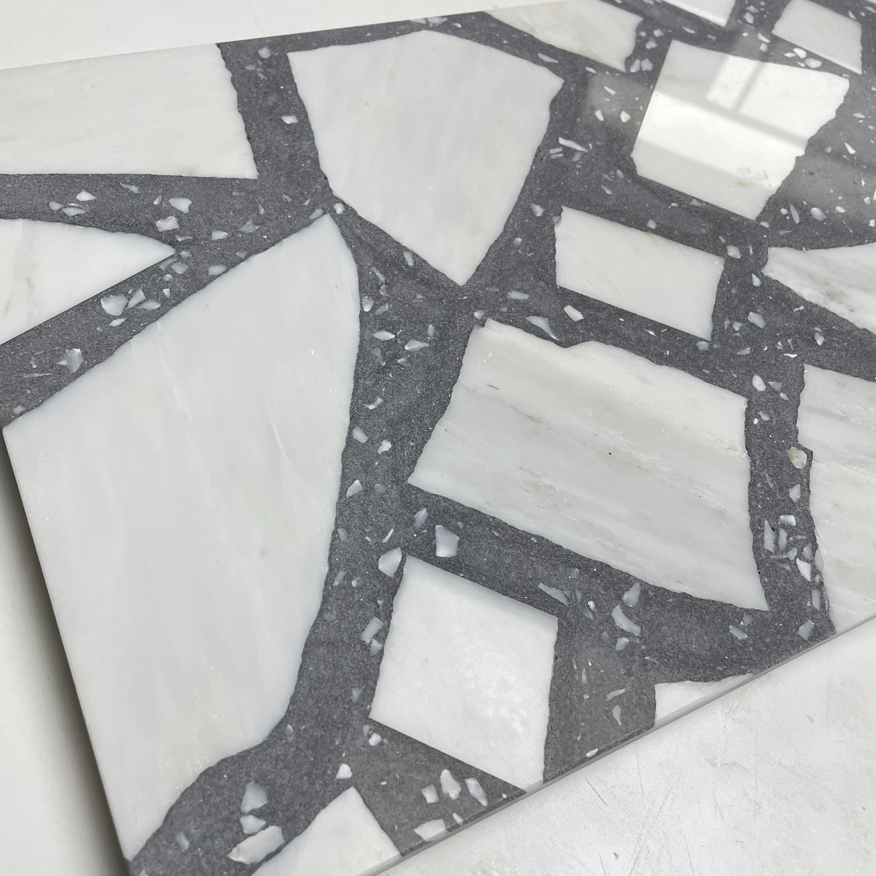 Gray Background White Grain Inorganic Terrazzo Manufacturer Production ...