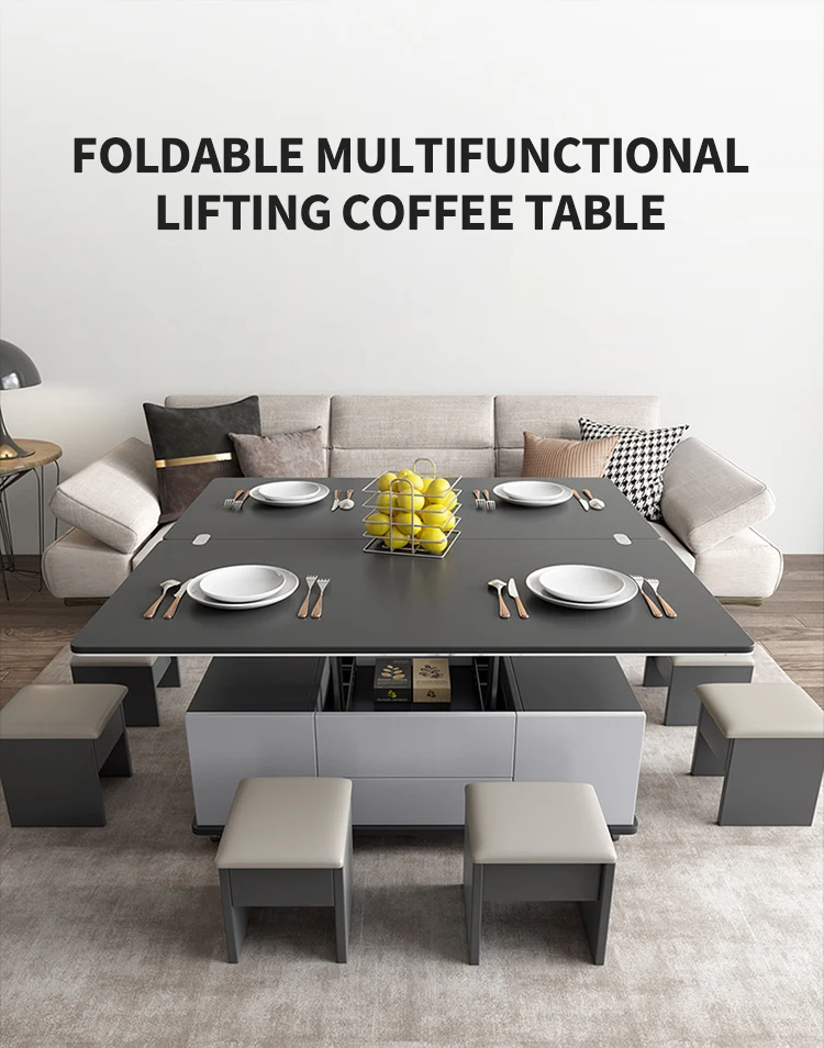 Rectangle Smart Lift Extendable Multifunction Coffee Table For Living ...