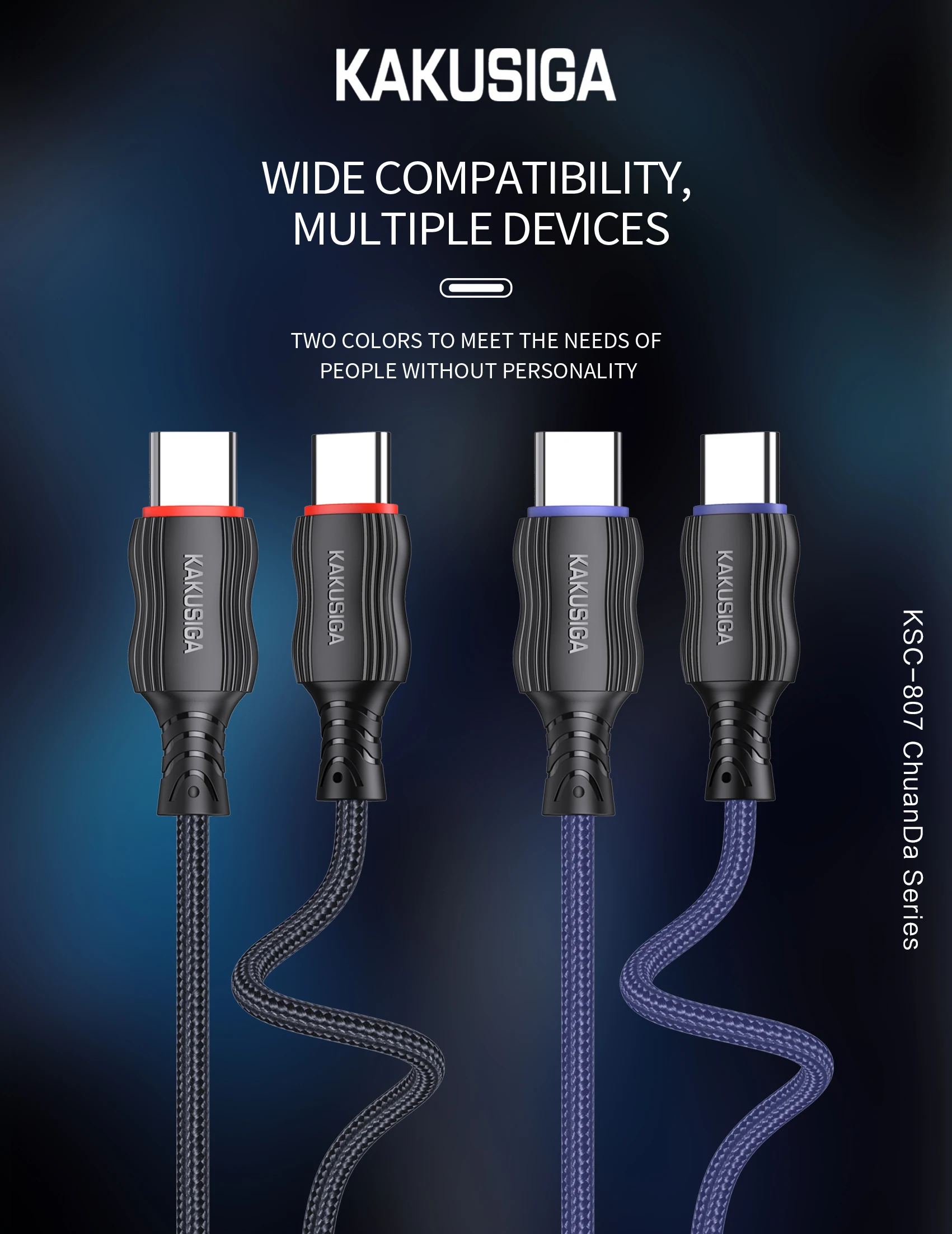 Kakusiga 1 Meter Type-c To Type-c Pd60w Fast Charging Data Cable Stand ...