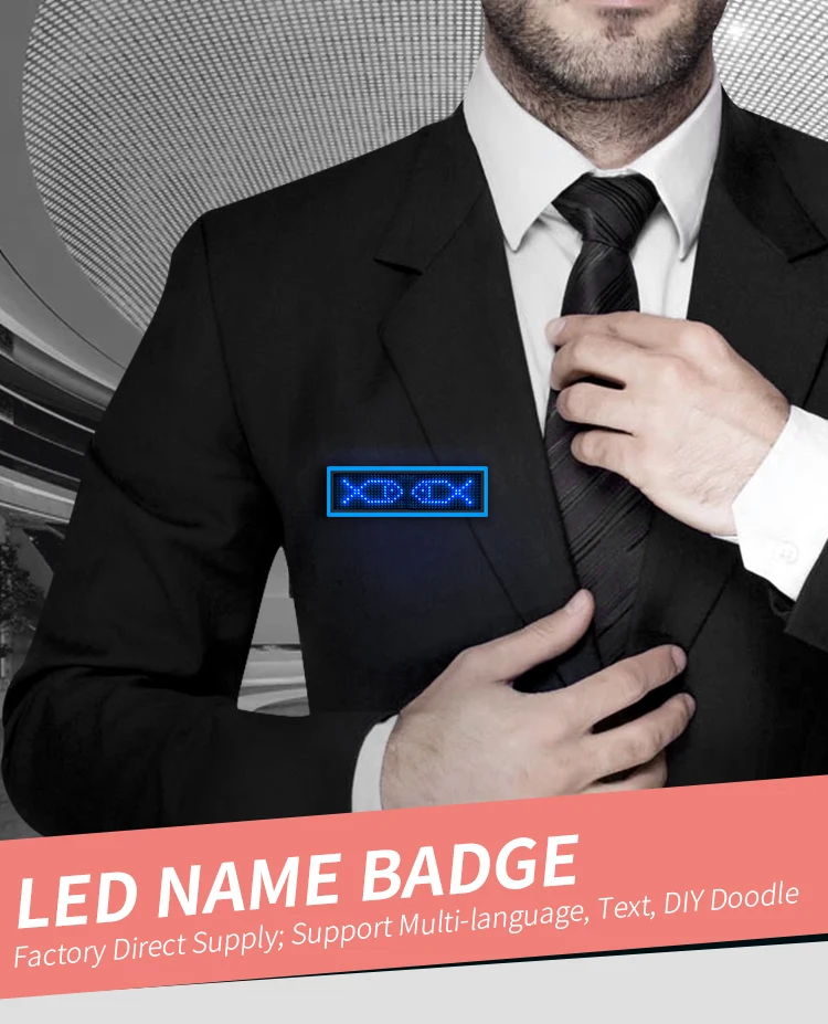 Iledshow B1248 Mini LED Running Message Display LED Name Badge
