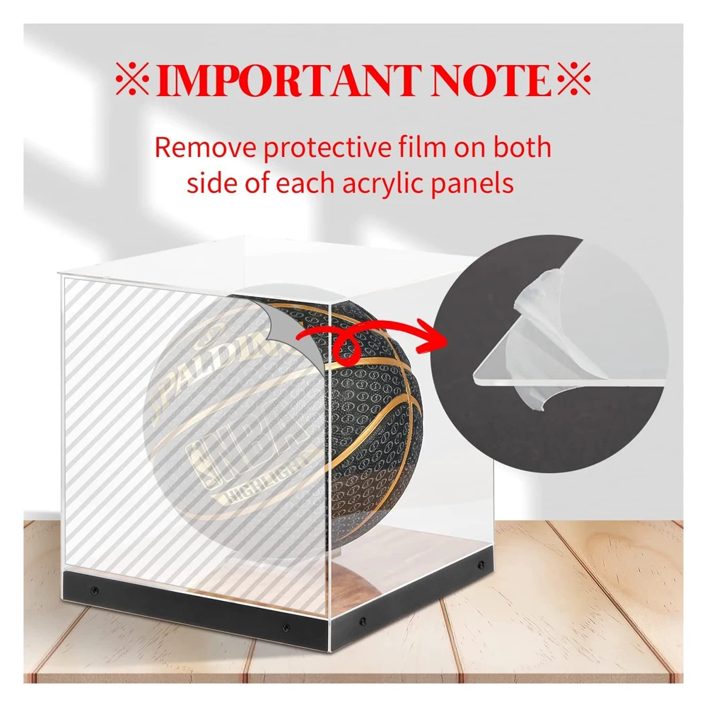 Acrylic Basketball Display Case Stand With Wooden Base Clear Lucite ...