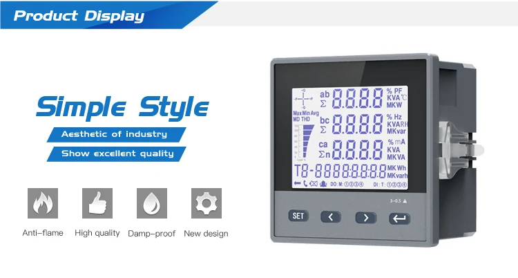 6 In1 Din Rail Electric Multifunction Power Meter Panel Lcd Energy ...