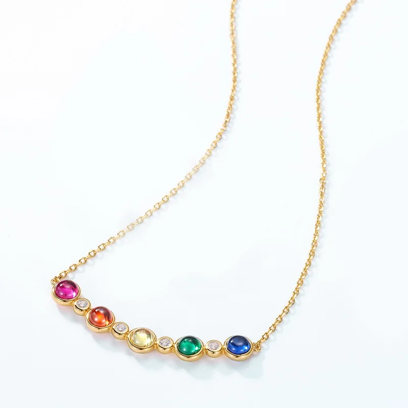 Multi Color Gemstone Necklace - Trendy & Versatile Jewelry