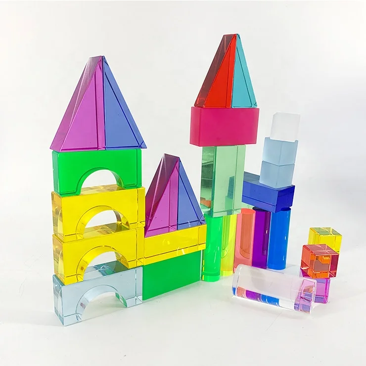 Wholesale Rainbow Translucent Acrylic Cuboid Blocks Acrylic Building ...
