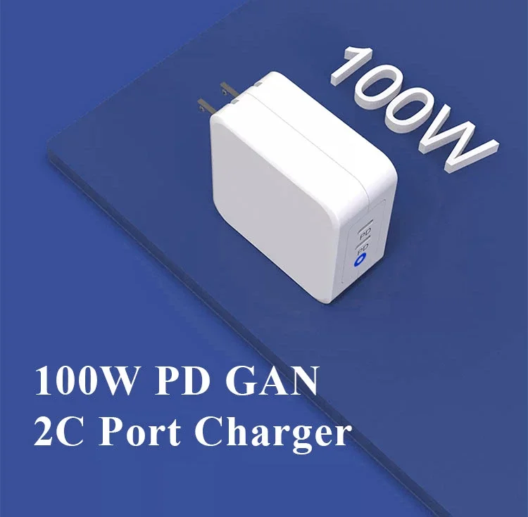 High Power Dual Pd 100w Gan Usb Wall Charger With Blue Led Ling Fast ...