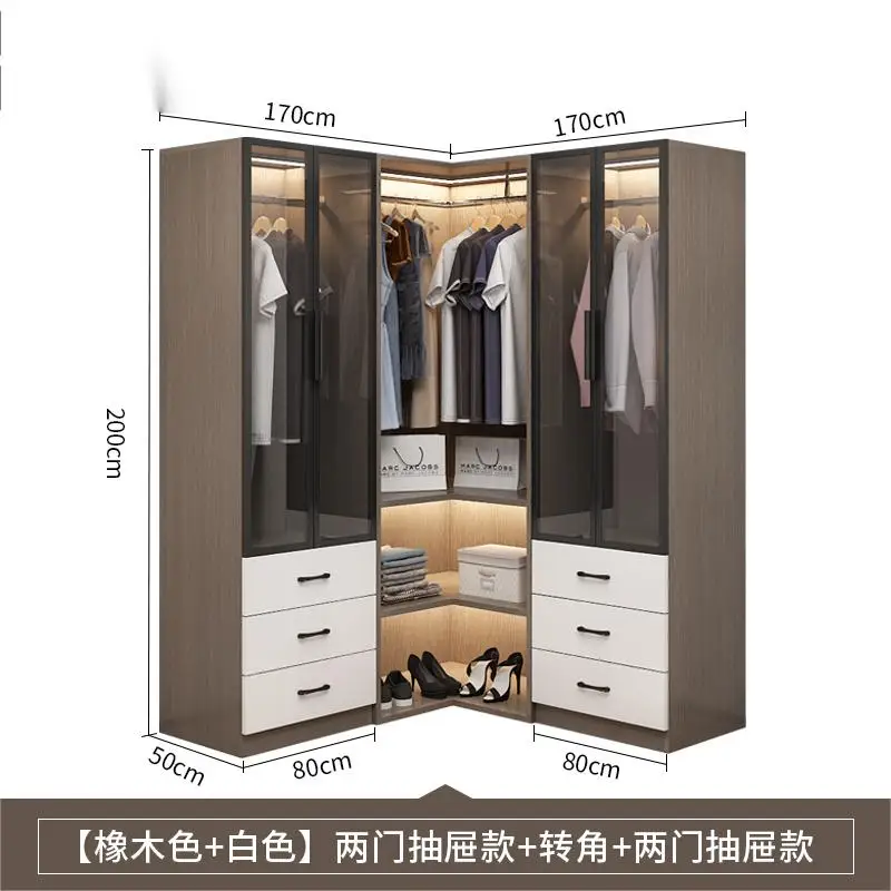 Wooden L Shape Corner INS Bedroom Furniture Cabinet