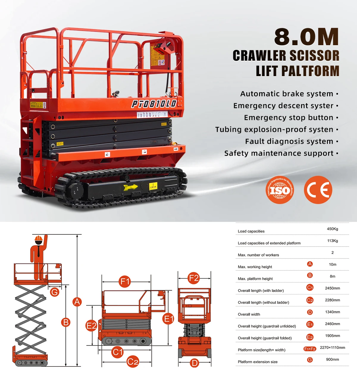 Mini Manlift Self Propelled Scissor Lift On Tracks Rough Terrain ...