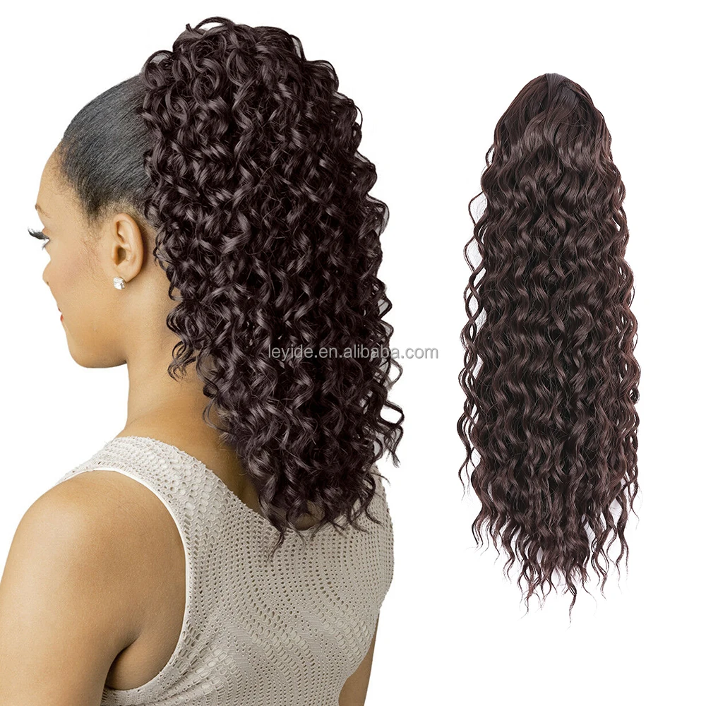 Alileader 22" Water Wave Drawstring Ponytail Synthetic Hair Long High ...